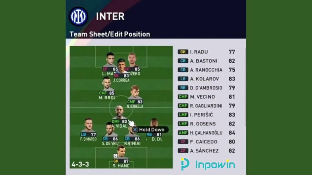 Formasi PES 2024 Inter Milan Terbaik PS3, PS4, PC